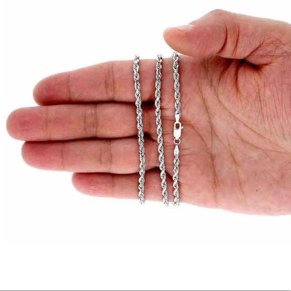 Jewelry | 1ksolid White Gold Rope Chain 25mm 18 New | Poshmark